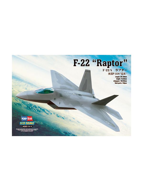 HobbyBoss 80210 Lockheed F-22 Raptor 1/72 Scale Plastic Model Kit ...